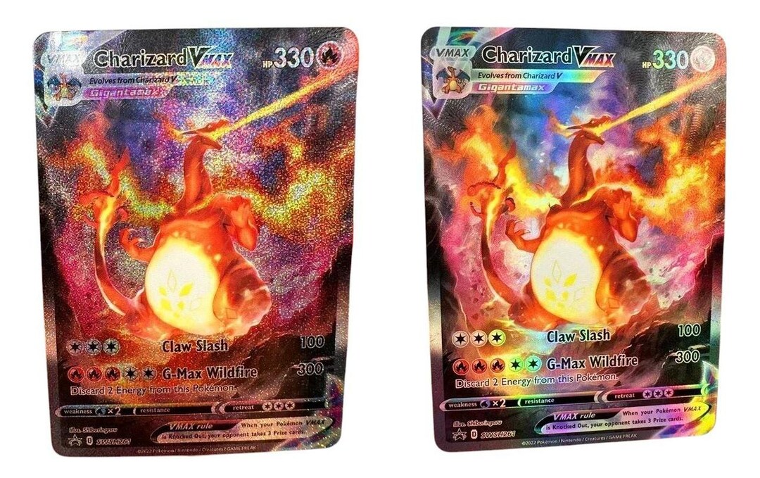 Custom Charizard VMAX Pokemon Card – Glitter & Smooth Holo Finish Fan ...