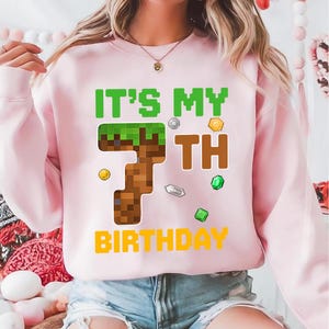 Game Birthday Shirt PNG, Mine Birthday Party, 7th Birthday Png - Etsy