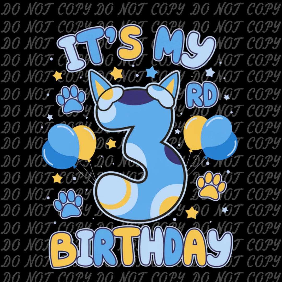 Blue Dog Birthday Png, My 3th Birthday Png, Birthday Party Png - Etsy