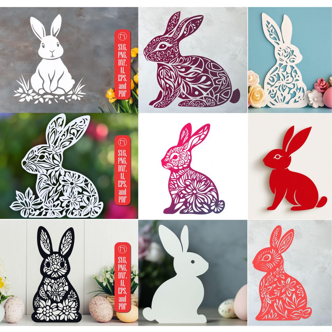 Easter Bunny Paper Cut SVG Bundle | Layered Easter Cut Files for Cricut ...