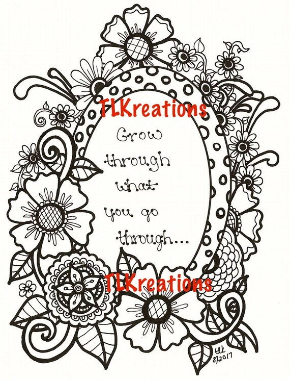 Coloring #2300 Quote Grow through what you go through Craft Supplies ...