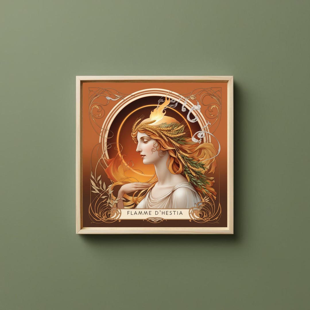 Hestia Wall Art - Art Nouveau Greek Goddess Print, Sacred Flame Home ...