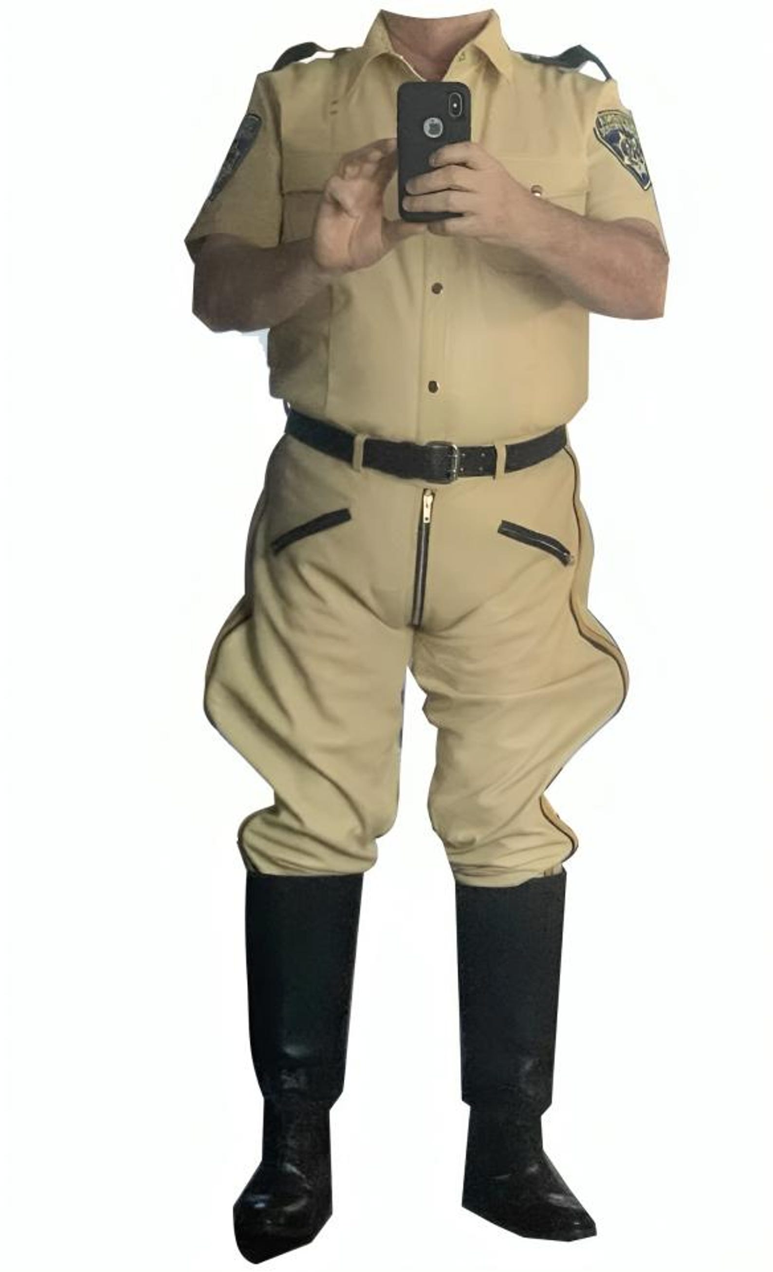 Men's Real Cow Leather Highway Police Uniform Breeches Cowhide Leather ...