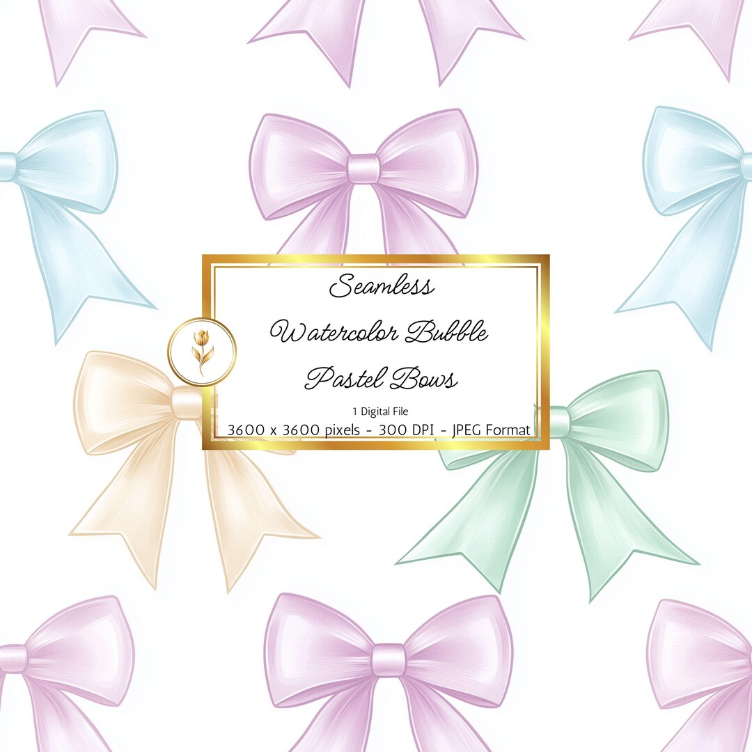 Watercolor Bubble Pastel Bow Digital Paper Seamless Pattern Repeating ...