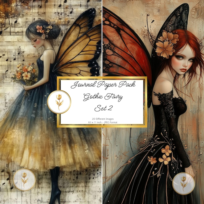 Gothic Fairy Junk Journal Pages Set 2 | Gothic Printable Pages | Printable Dark Fairy Junk ...
