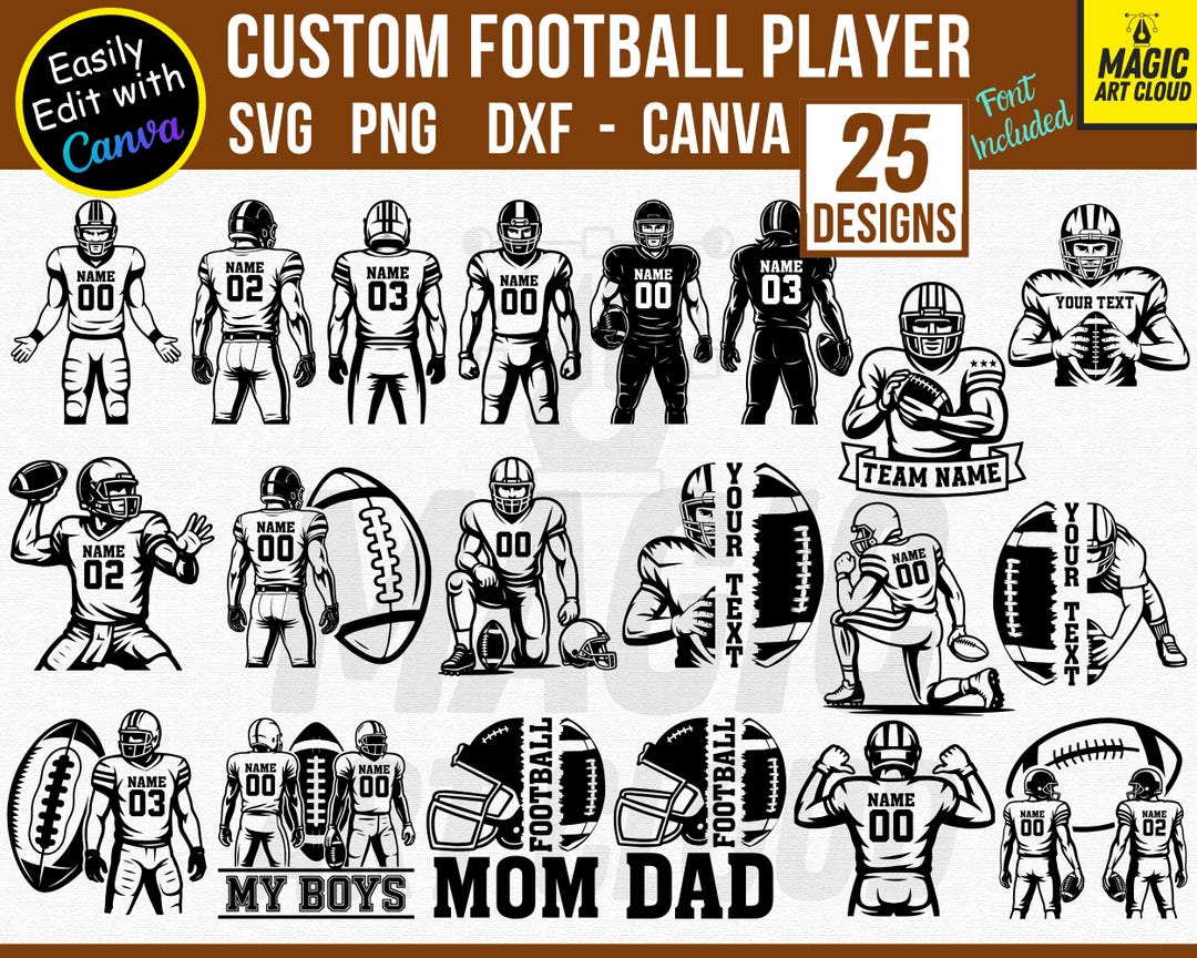 Custom Football Player SVG Bundle,football Svg,football Player Svg ...