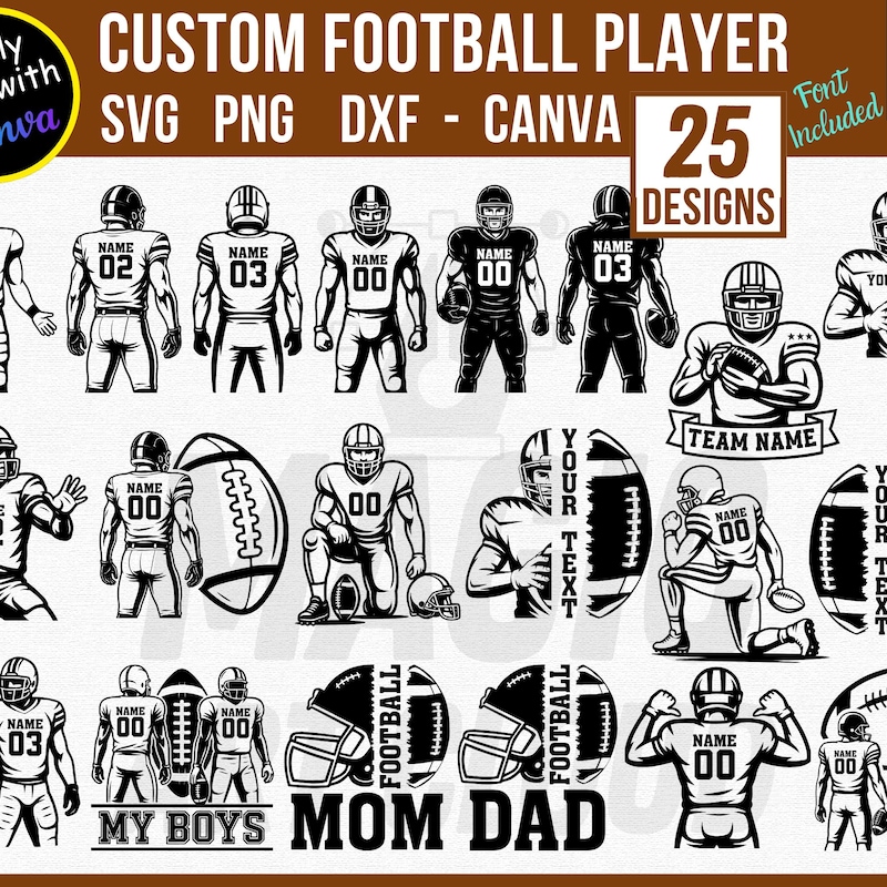 Football Player Svg - Etsy