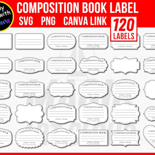 Composition Book Labels - Etsy