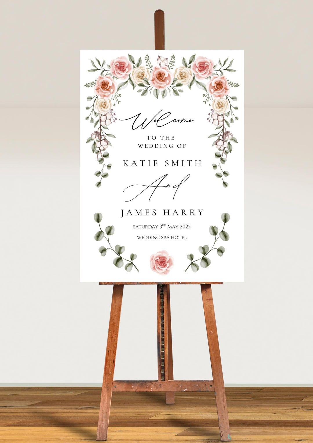 Dusky Pink Floral Wedding Welcome Sign: Order of the Day - Etsy