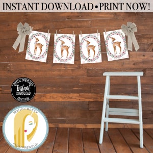 Printable Woodland Party Banner / Woodland Animal Banner / Deer Bunting ...