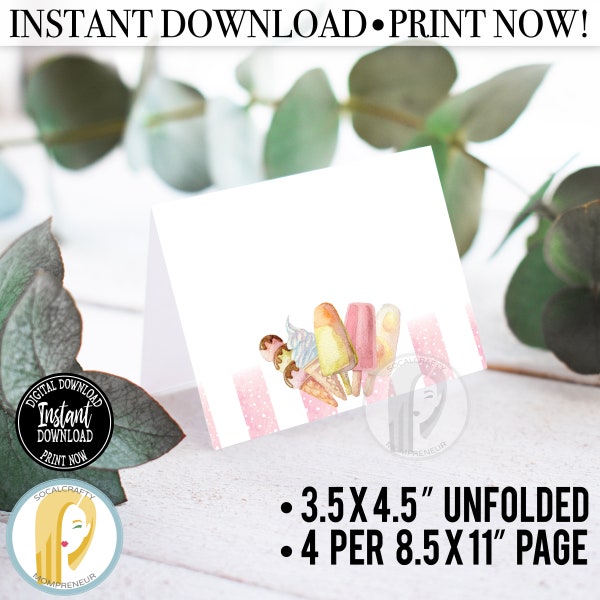 Ice Cream Party Name Cards - Etsy