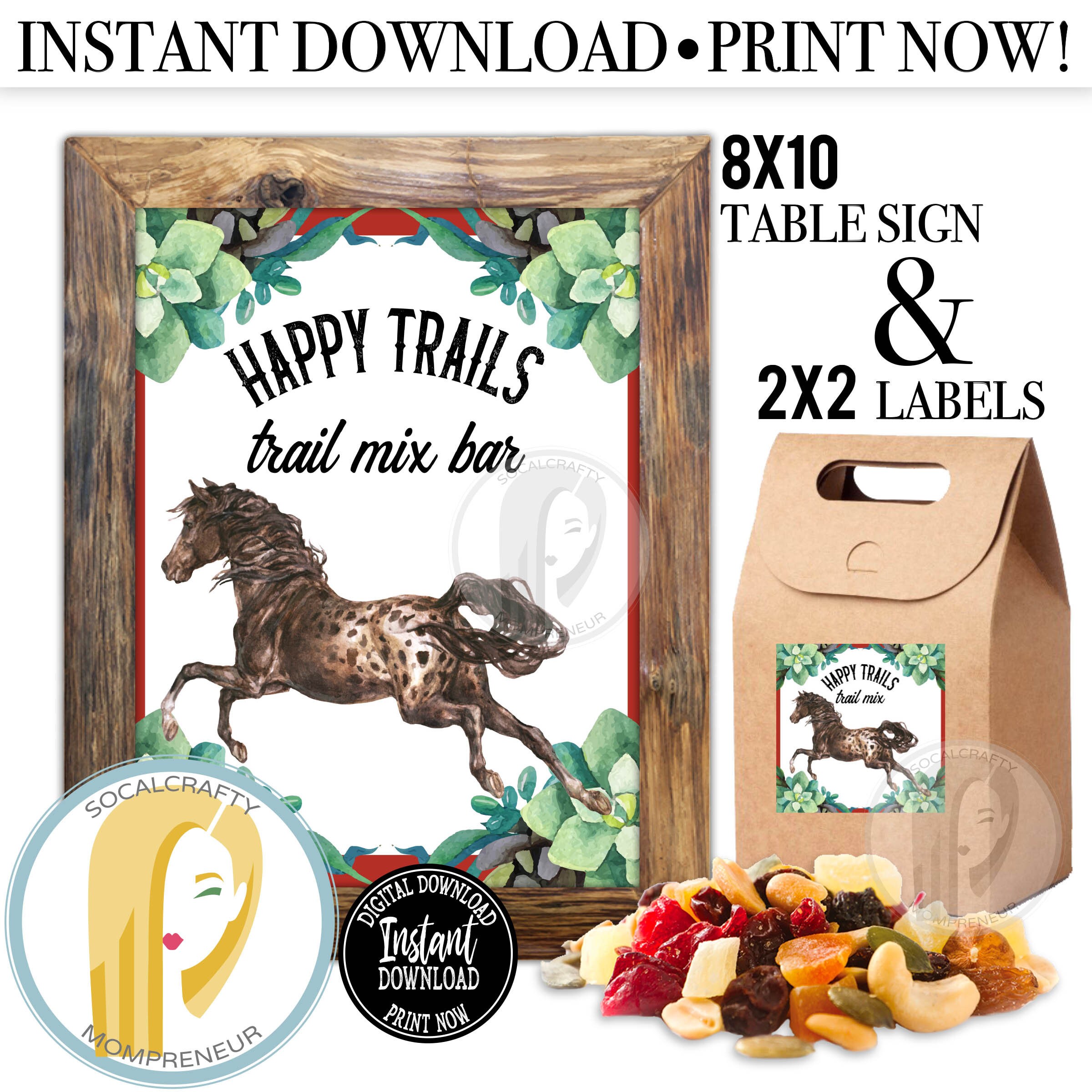 Printable Trail Mix Sign / Happy Trails Trail Mix Labels / | Etsy