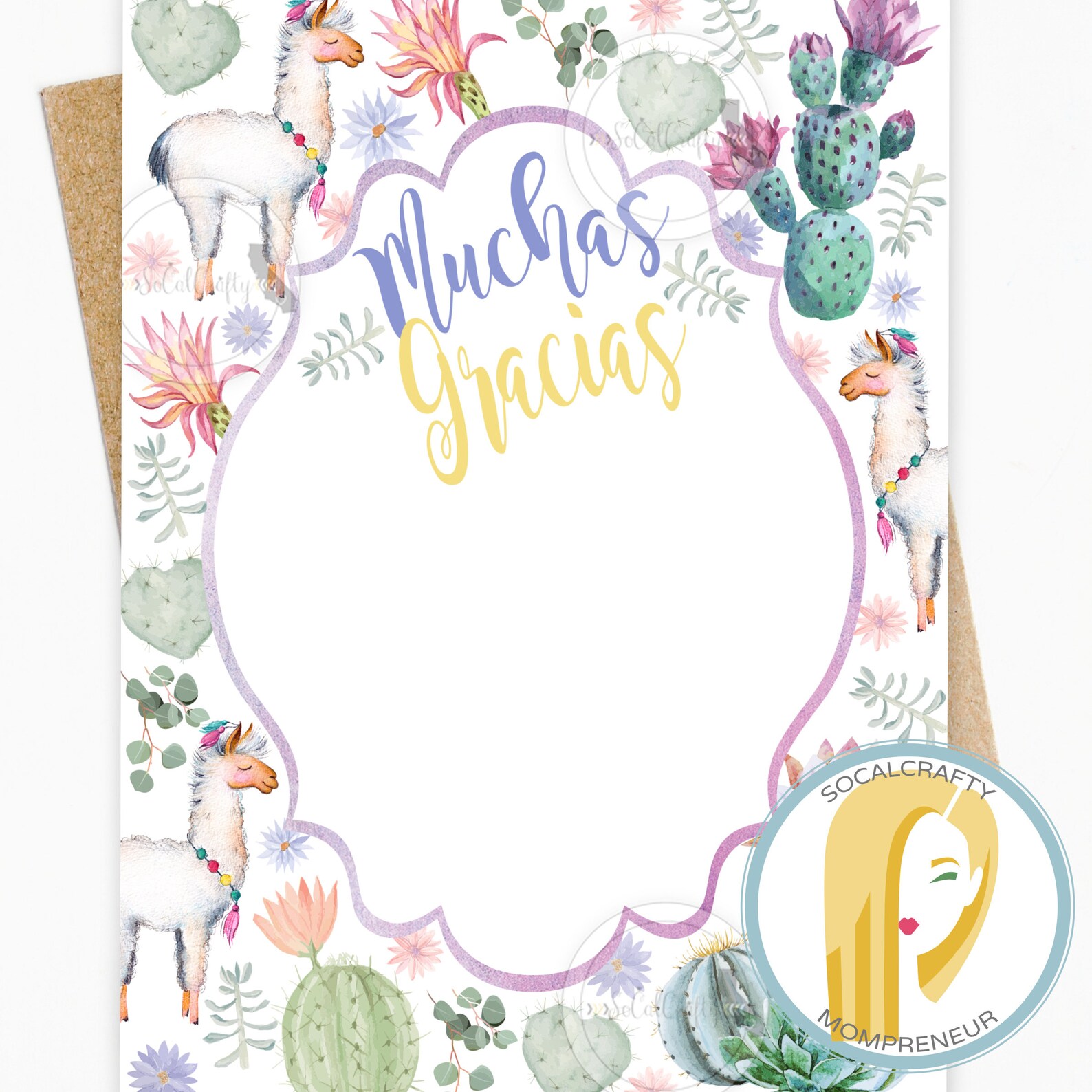 Llama Thank You Cards / Alpaca Thank You Card / Mexican Fiesta | Etsy