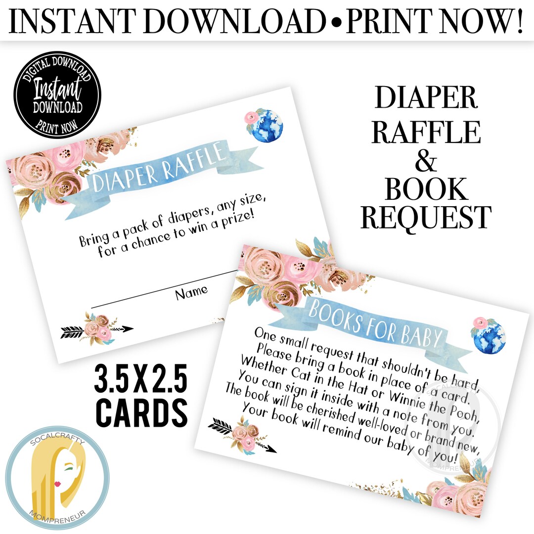 Printable Books for Baby and Diaper Raffle Cards / Travel Baby - Etsy