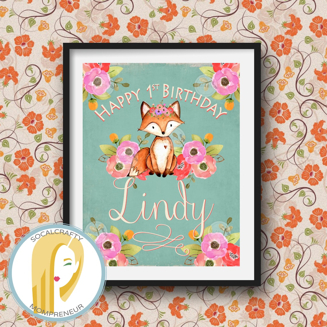 Woodland Fox Birthday Poster Fox Birthday Party Poster - Etsy