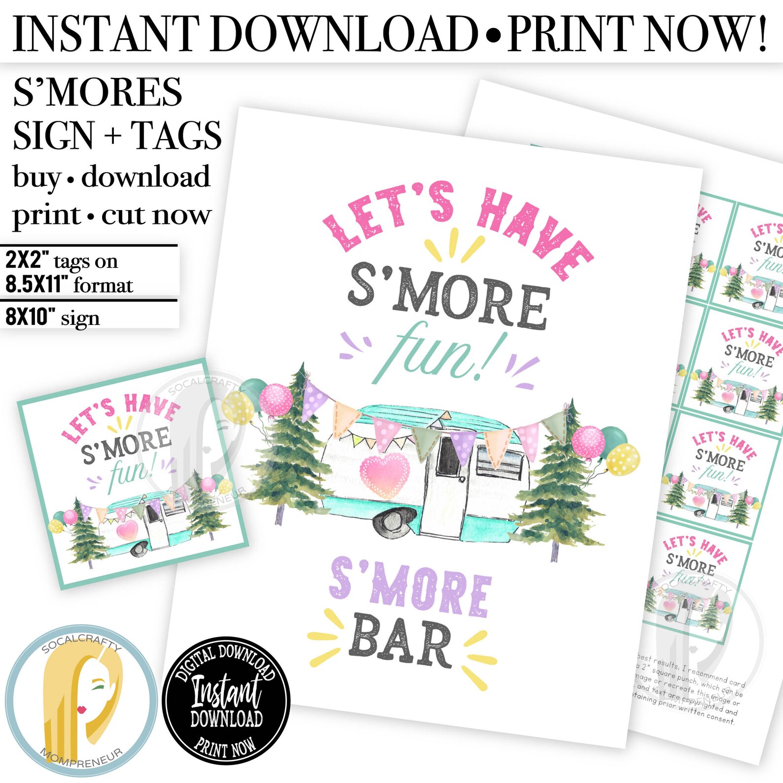 Printable S'mores Favor Tags / S'mores Labels / - Etsy