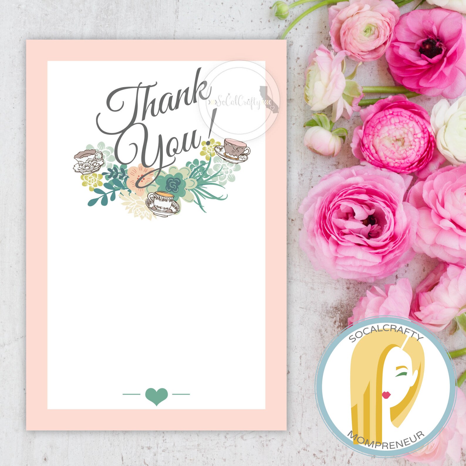 Printable Tea Party Thank You Card Bridal Tea Thank You Card | Etsy