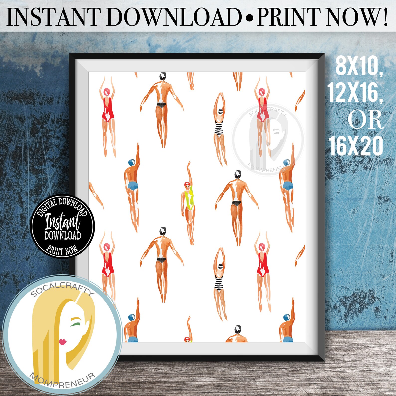 Watercolor Swimming Print / Swim Wall Print / Swimmers Print / - Etsy