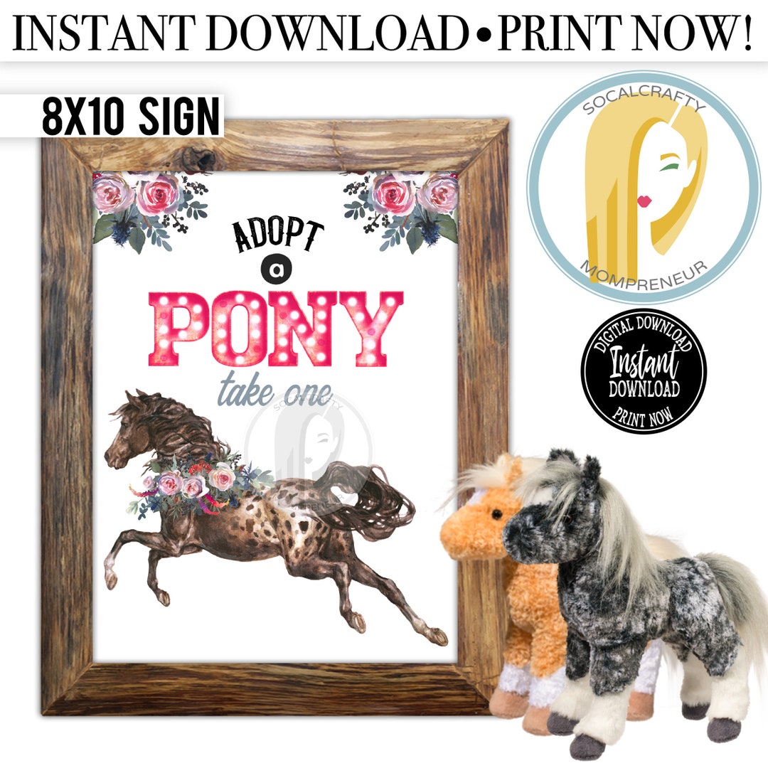 Printable Adopt A Pony Sign / Adopt A Horse Poster / Cowgirl - Etsy