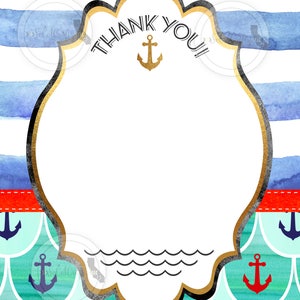 Nautical Thank You Card Beach Thank You Card Anchor Thank - Etsy