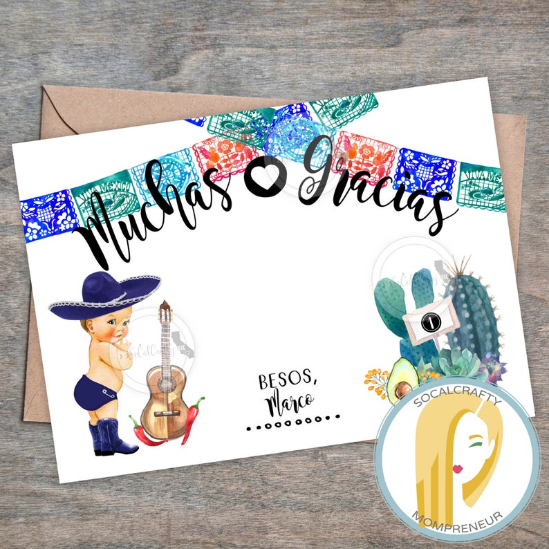 Mexican Fiesta Birthday Party Thank You Cards / Fiesta and Fun - Etsy