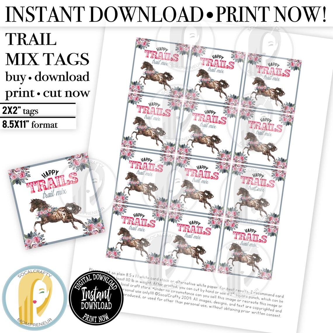 Printable Trail Mix Sign / Happy Trails Trail Mix Labels / | Etsy