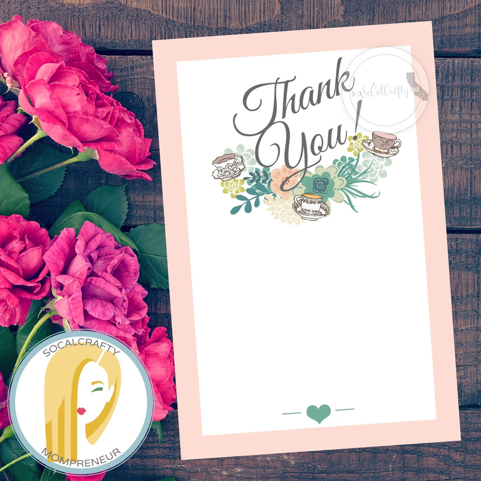Printable Tea Party Thank You Card Bridal Tea Thank You Card | Etsy