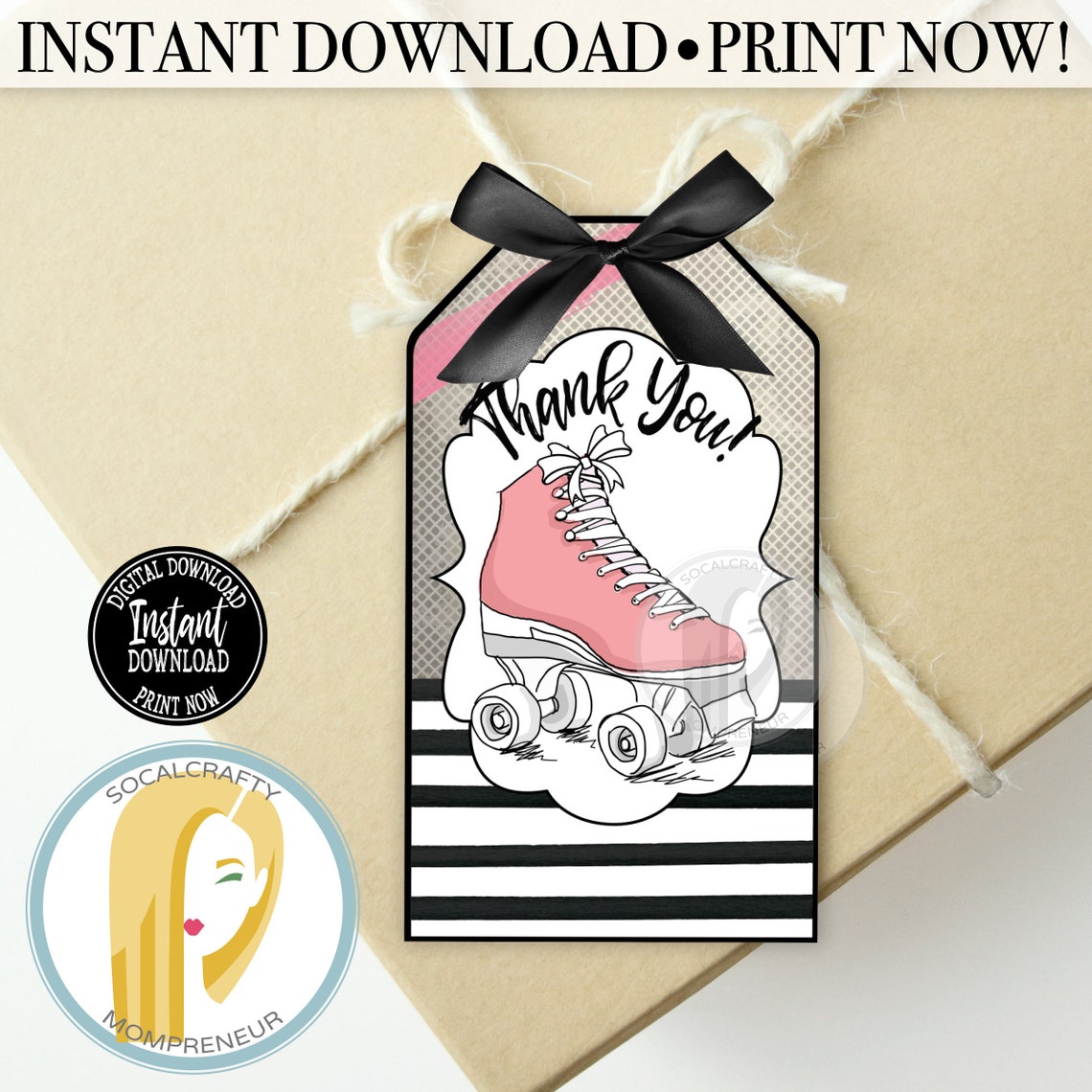 Printable Roller Skate Theme Party Favor Tags / Roller Skates - Etsy