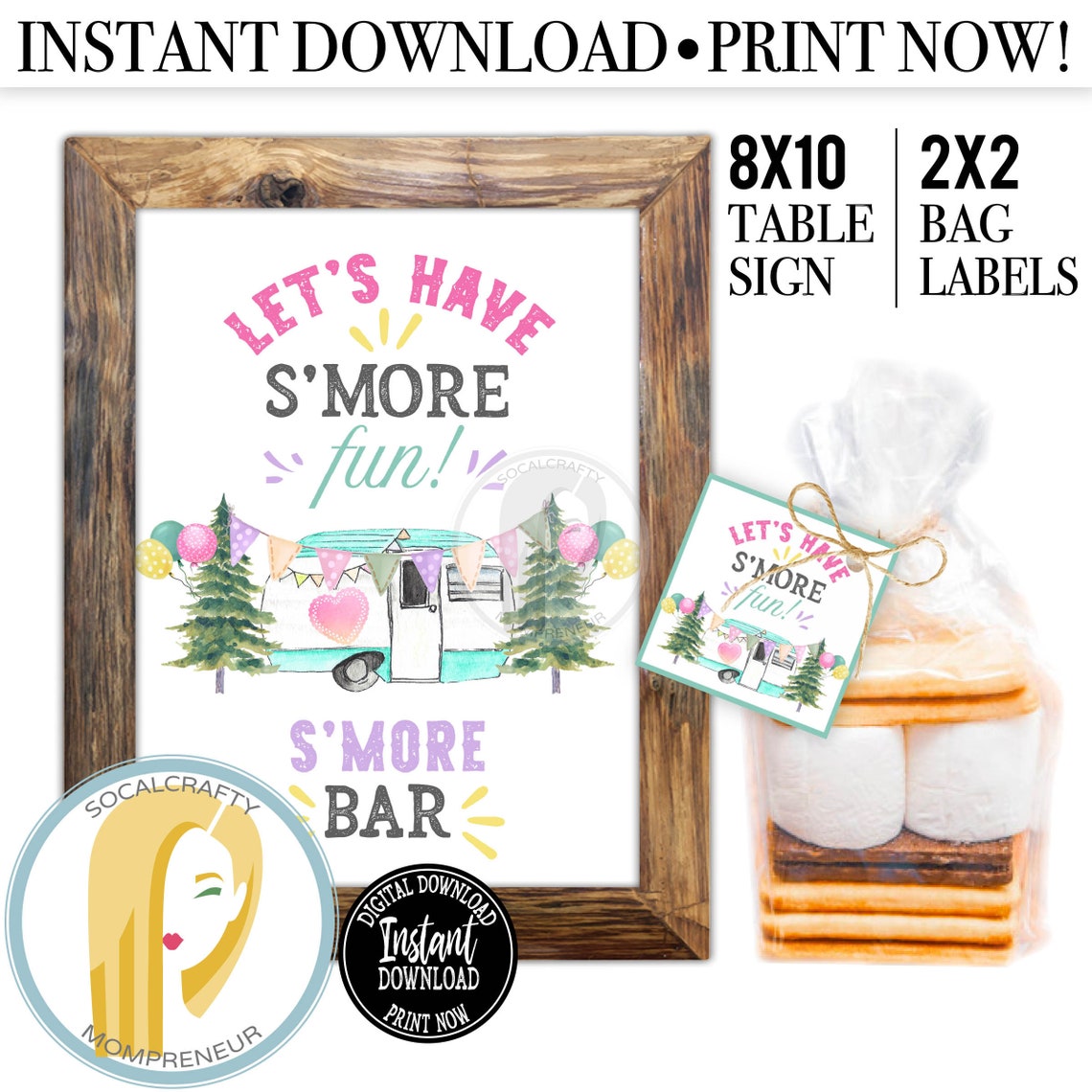 Printable S'mores Favor Tags / S'mores Labels / - Etsy