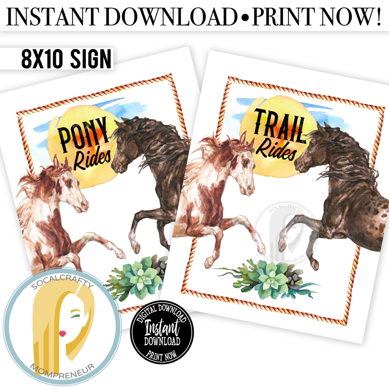 Printable Pony Rides Sign / Trail Rides Poster / Cowboy | Etsy