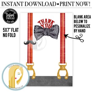 Printable Little Man Thank You Card / Mustache Thank You Cards - Etsy