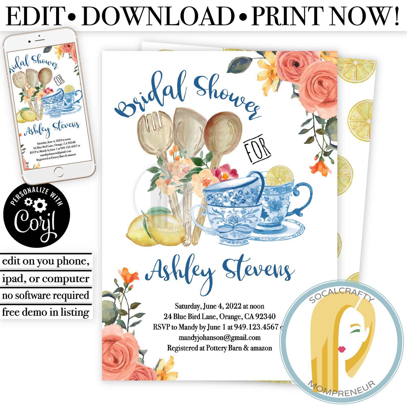 Editable Kitchen Bridal Shower Invitation / Kitchen Shower - Etsy