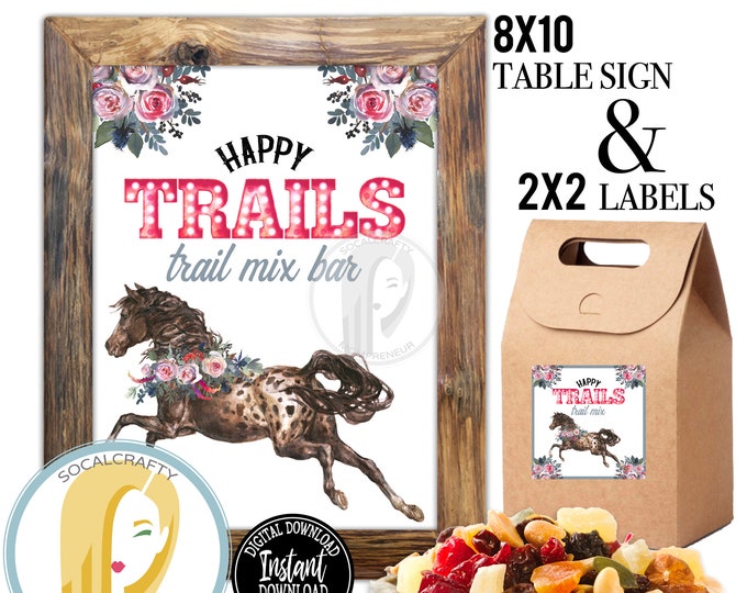 Printable Trail Mix Sign / Happy Trails Trail Mix Labels / Instant ...