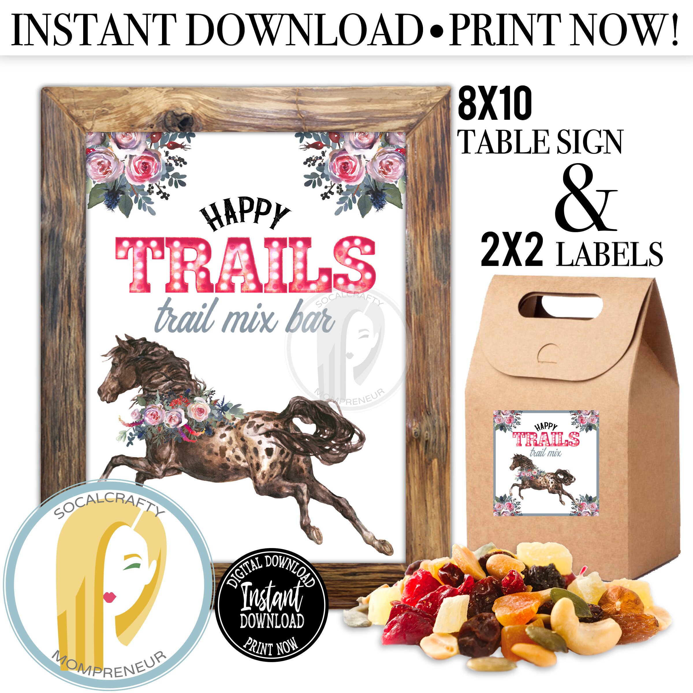 Printable Trail Mix Sign / Happy Trails Trail Mix Labels / | Etsy