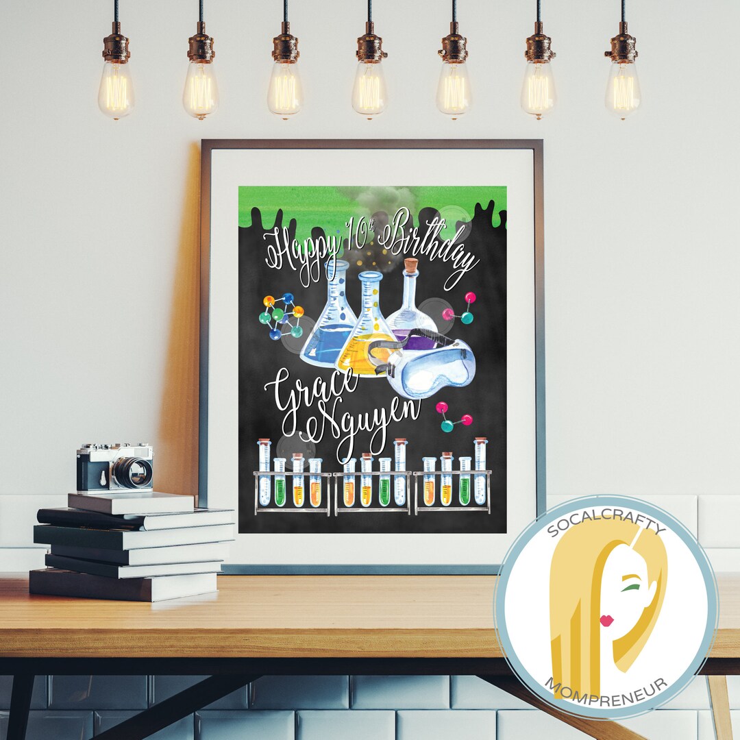 Mad Science Poster, Matching Mad Science Birthday Poster, Slime Print ...