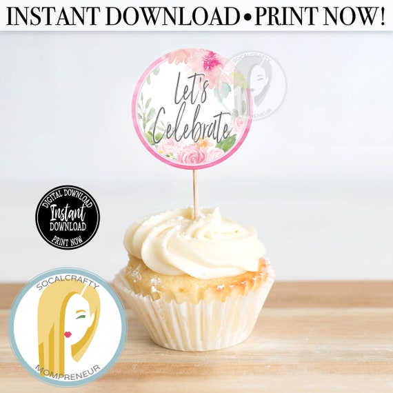 Printable Cupcake Toppers / Watercolor Cupcake Toppers / | Etsy