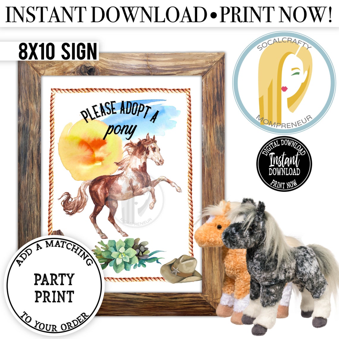 Printable Pony Rides Sign / Trail Rides Poster / Cowboy | Etsy