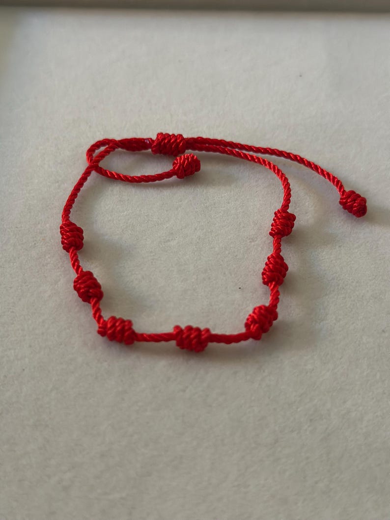 Red String Protection Bracelet With Adjustable Knots - Etsy