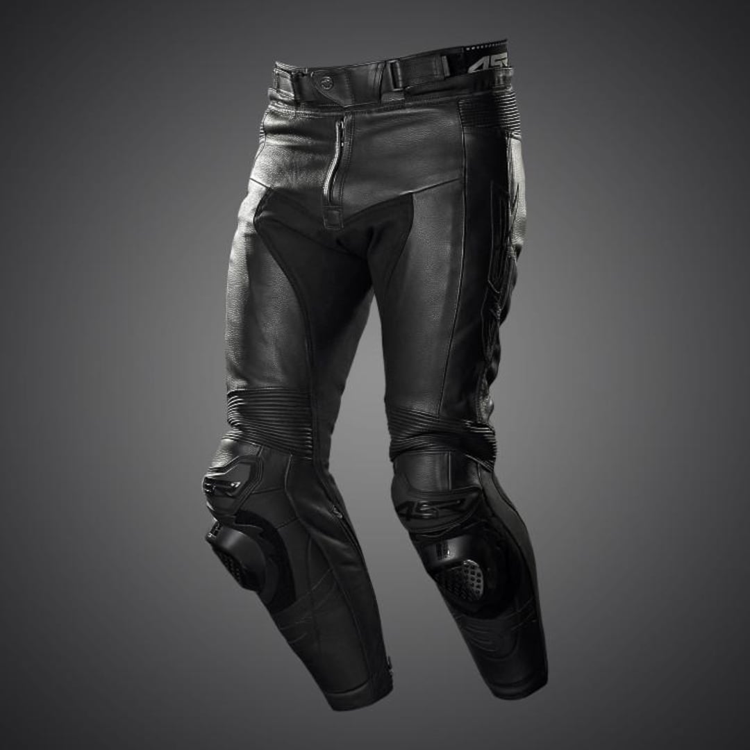 Men’s Motorcycle Leather Pants Real Cowhide Biker Riding Trousers With ...