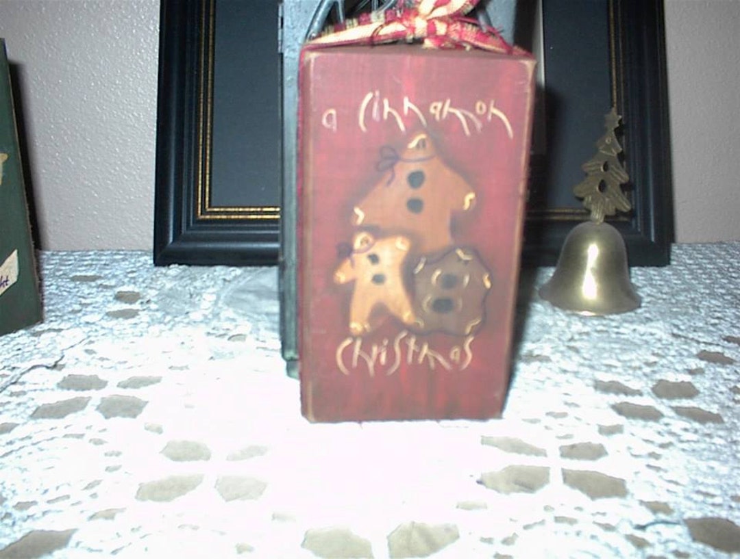 Primitive Gingerbread Men Wood Block - Etsy