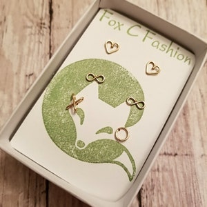 Gold Earrings FREE SHIPPING Heart Infinity X O Hugs Kisses Cupid ...