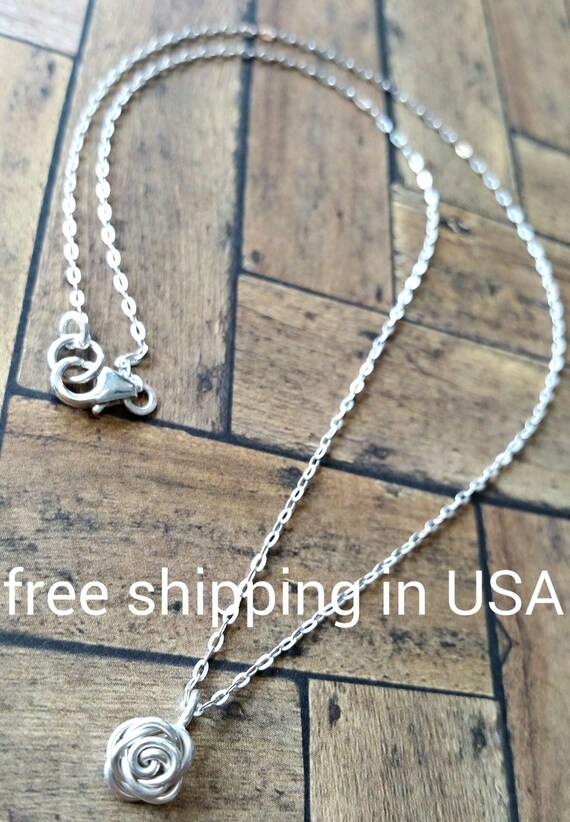 Sterling Silver Rose Necklace Rosette FREE SHIPPING - Etsy