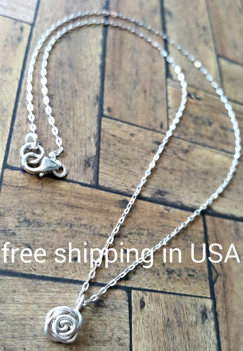 Sterling Silver Rose Necklace Rosette FREE SHIPPING - Etsy