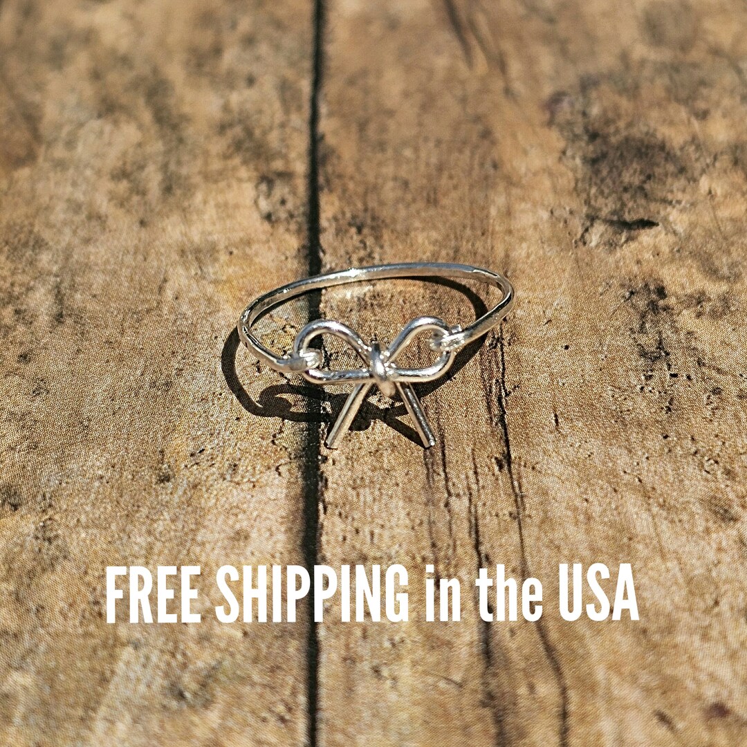 Bow Ring Stacking Sterling Silver FREE SHIPPING - Etsy