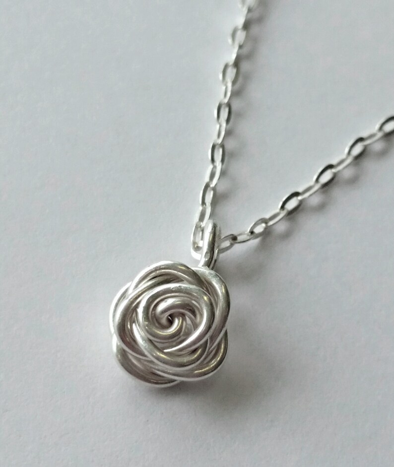 Sterling Silver Rose Necklace Rosette FREE SHIPPING - Etsy