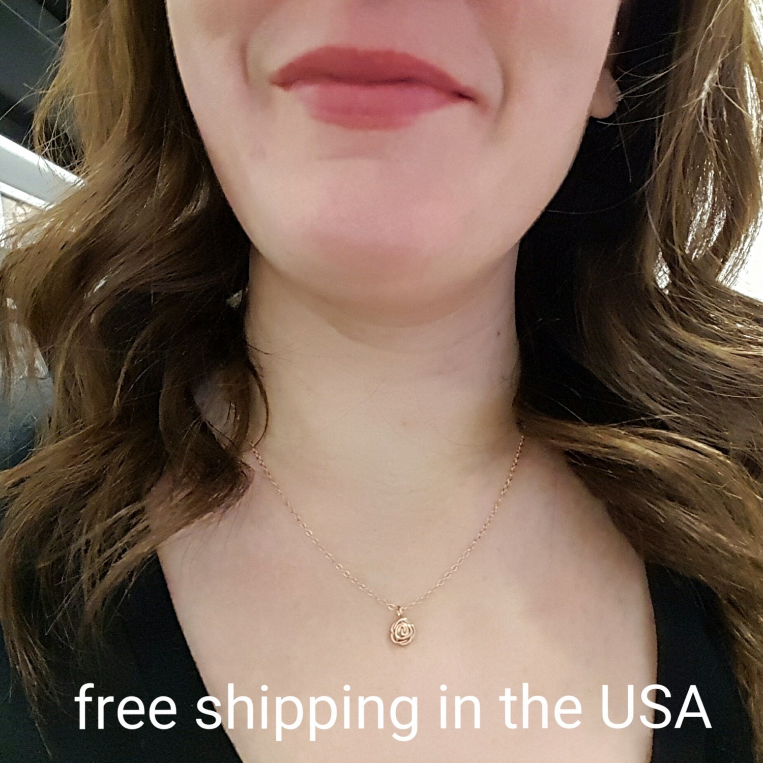 Rose Gold Necklace FREE SHIPPING Wedding Bride Flower Girl | Etsy