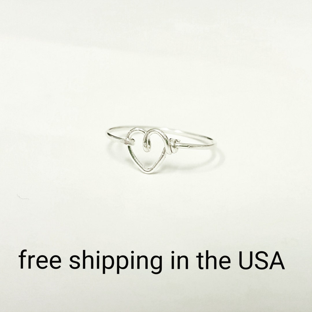 Heart Ring FREE SHIPPING Sterling Silver Valentine's Day Love - Etsy
