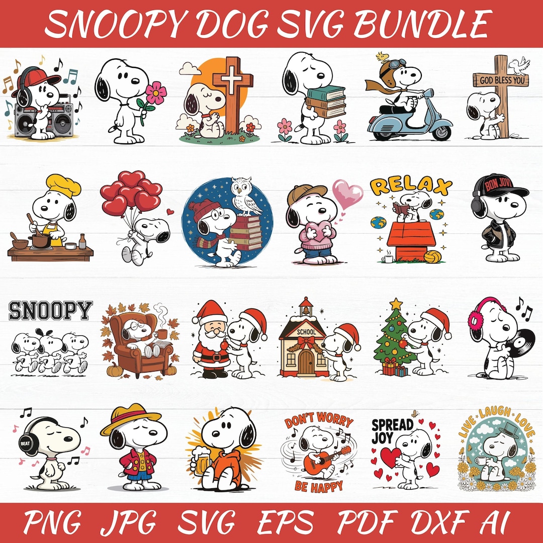 Snoopy Dog Svg Bundle - Dog Peanuts Halloween Bundle - Cute Snoopy ...