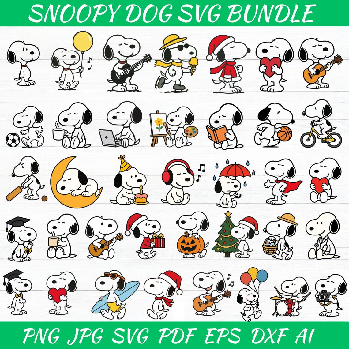 Snoopy Dog SVG Bundle – Charlie Brown, Peanuts Friends (digital ...