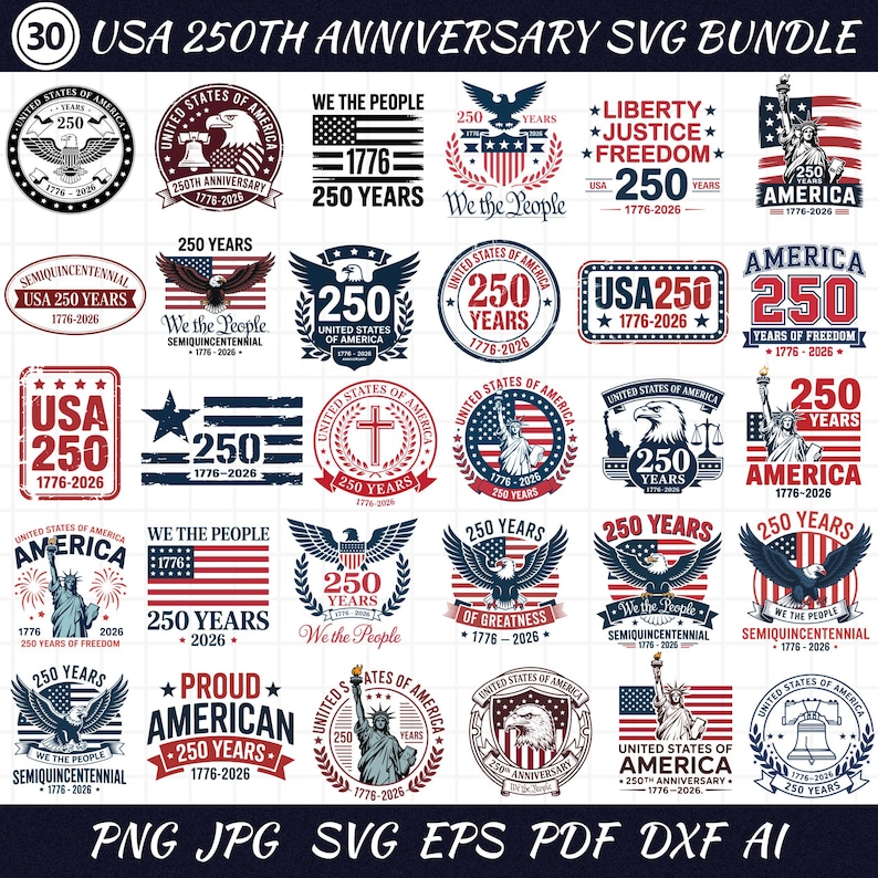 USA 250th Anniversary SVG Bundle – Patriotic Eagle, Statue of Liberty ...